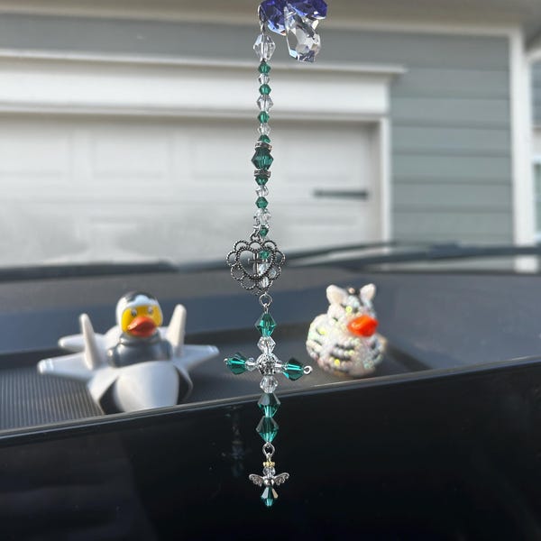 Crystal Cross/guardian Angel Rear View Mirror Dangles/suncatchers, Car ...
