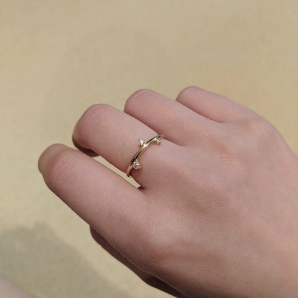14K Gold Floating Diamond Ring, "constellation" Ring, Astrology Ring ...