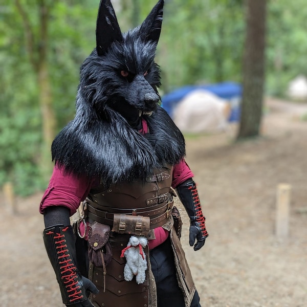 Werewolf RED Eyes Headdress, RED EYES, Black Werewolf Mask, Black Wolf ...