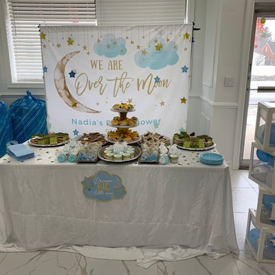 Over the Moon Backdrop, Over the Moon Baby Shower Decorations, Moon and ...