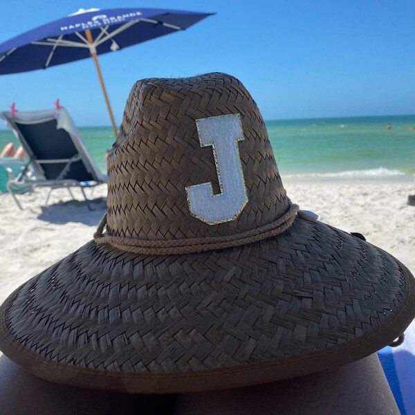 Sun Hat With Initial Custom Sun Hat Personalized Sun Hat Summer Beach ...
