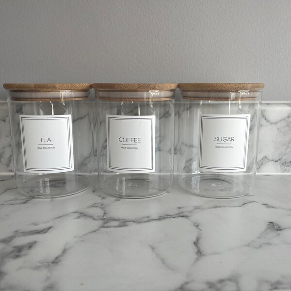 Tea Coffee Sugar Labels Bundle, Waterproof & Oil Resistant Kitchen Jar ...