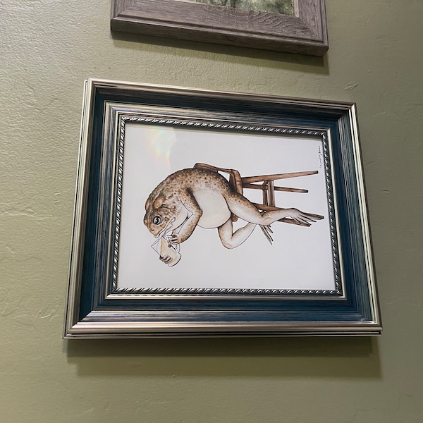 Toad Drinking Beer Painting, Funny Animal Art, Fine Art Print - Etsy