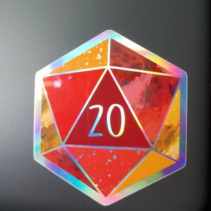 Red D20 Nat 20 Holographic Hexagon Sticker - Etsy UK