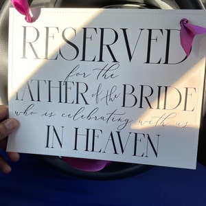 Father of the Bride Memorial Sign for Wedding Chair Banner to Reserve ...