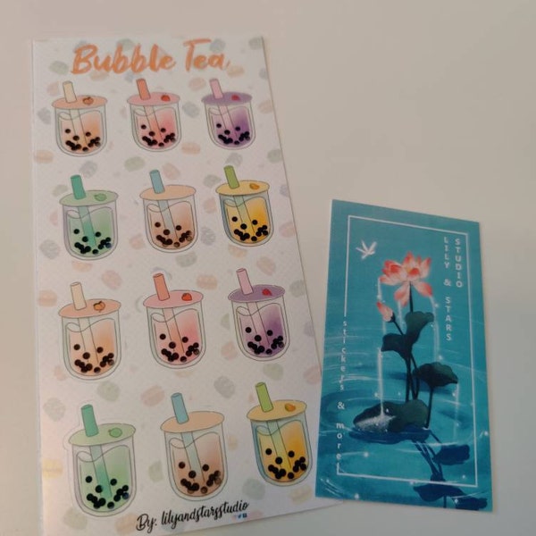 Bubble Tea Stickers Pastel Rainbow Colors Cute Boba Kawaii Aesthetic ...