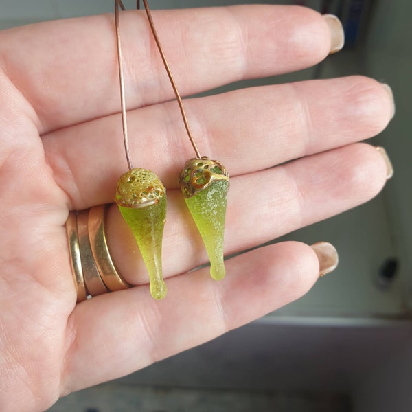 10 Triton Ivory Spiral Belles Handmade Lampwork Beads Metallic Blue ...