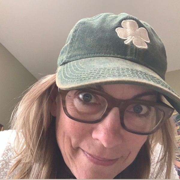 Clover Hat Lucky Clover Hat Four Leaf Clover Distressed Hat Kelly Green ...