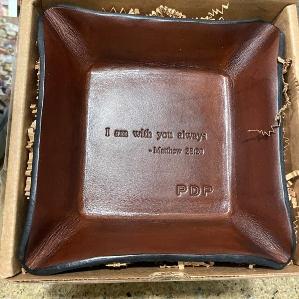 Large Handcrafted Leather Valet Tray. Paper Sized Leather Letter Tray ...