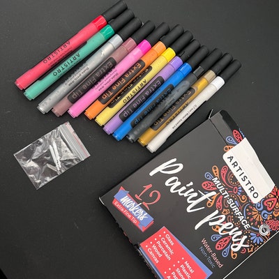 12 Acrylic Paint Markers for Painting Rocks, Stone, Ceramic, Glass ...