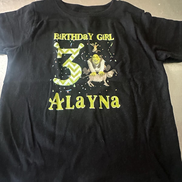 Shrek Birthday T-shirt, Green Ogre Cartoon Custom Personalized Boy Girl ...