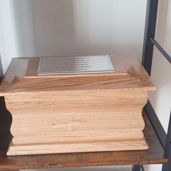 Double Adult Solid Oak Plain Urn/casket for Burial/cremation. Free ...