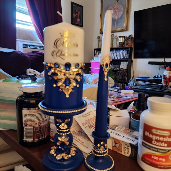 Royal Blue Quinceanera 15 Candles Set, Royal Blue Quinceanera Candle ...