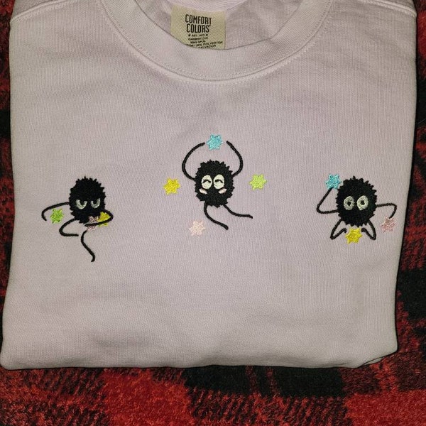 Kawaii Soot Sprite Embroidered Crewneck Sweatshirt, Anime Lover Gift ...