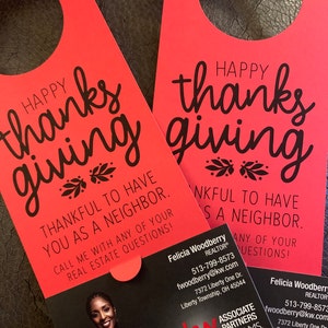 Happy Thanksgiving Neighborhood Door Hangers Real Estate - Etsy