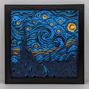 Starry Night Van Gogh 3D Svg Mandala Files, Multilayer Panel for Laser ...