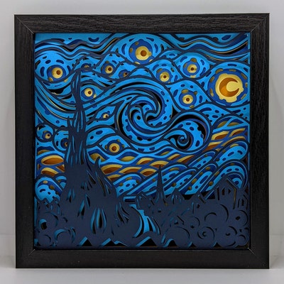 Starry Night Van Gogh 3D Svg Mandala Files Multilayer Panel for Laser ...