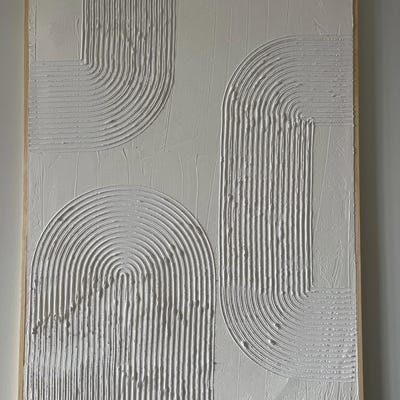 Set of 3 Boho Plaster Wall Art, Textured Wall Art, Textured Art Canvas ...