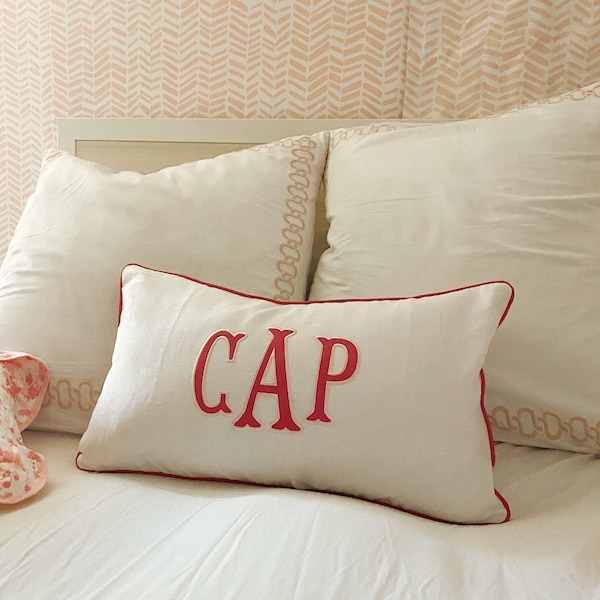Monogram Pillow-monogram Appliqué Pillow Cover- Embroidered Pillow ...