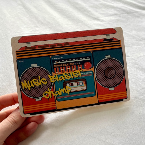 90s Boombox Personalised Card, 80s Ghetto Blaster Birthday Card, Write ...