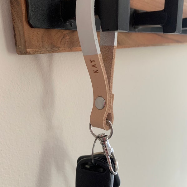 Custom White Leather Keychain, Custom Leather Keychain, Personalized ...