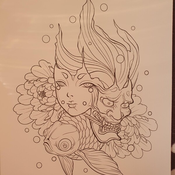 Linggo Surreal Drawing Horror Flower Girl With Eyeball Wall Art Wall ...