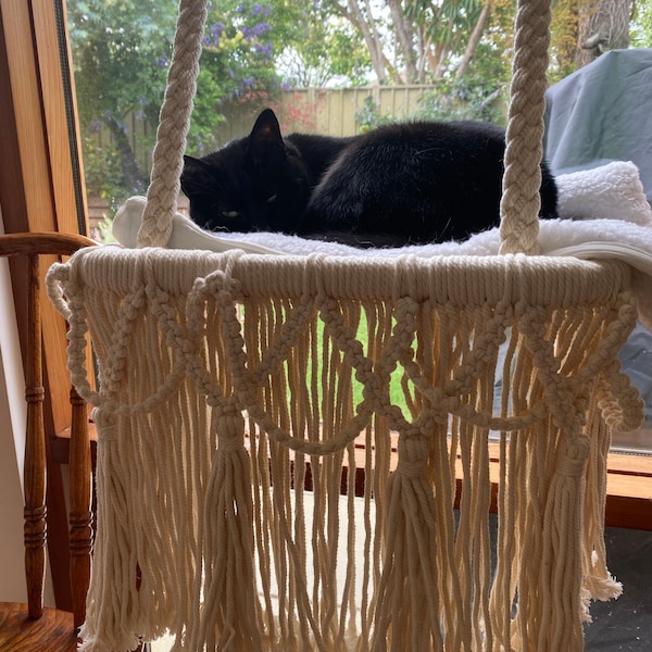 Cat Window Perch Macrame Cat Hammock Window Cat Seat Window Mounted Cat ...