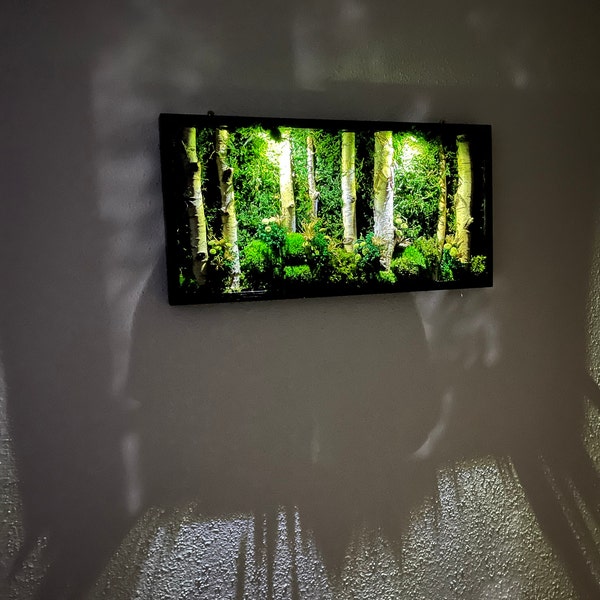 Delightful LED Lights Preserved Moss Wall Art Live Moss LED Home Décor ...