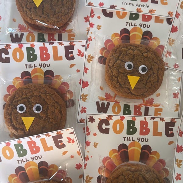 Gobble Till You Wobble Tags, Turkey Thanksgiving Treat Tag Editable ...