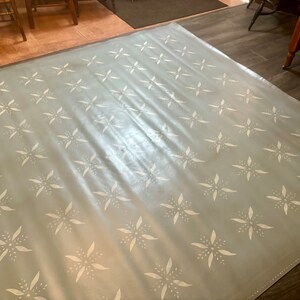 Floorcloth Area Rug in Chalky Blue prima Donna Design. Hand Painted ...