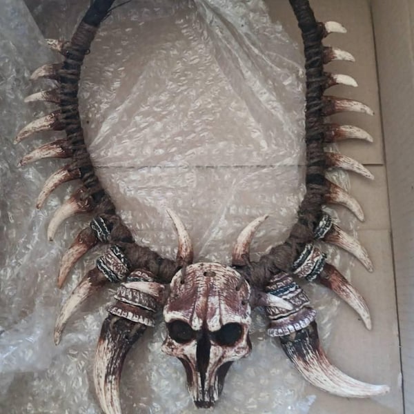 Shaman Druid Horn Headpiece | Bone Jewelry With Braids & Fangs | Witch ...