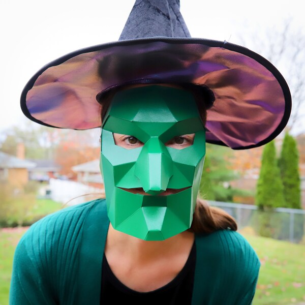Witch Papercraft Mask Template, 3D Low Poly Paper Mask, Unique ...
