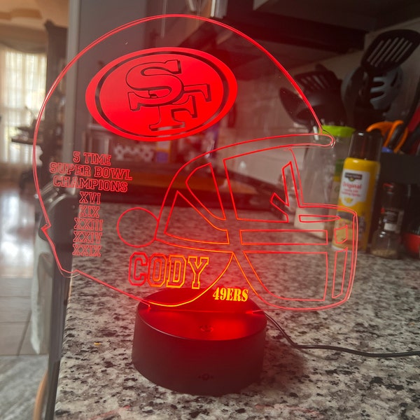 San Francisco 49ers, LED Football Sports Fan Lamp, Custom Made Night ...