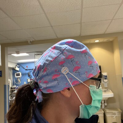 Dentist Surgical Scrub Cap Hat With Buttons, Tooth Print Surgical Scrub ...