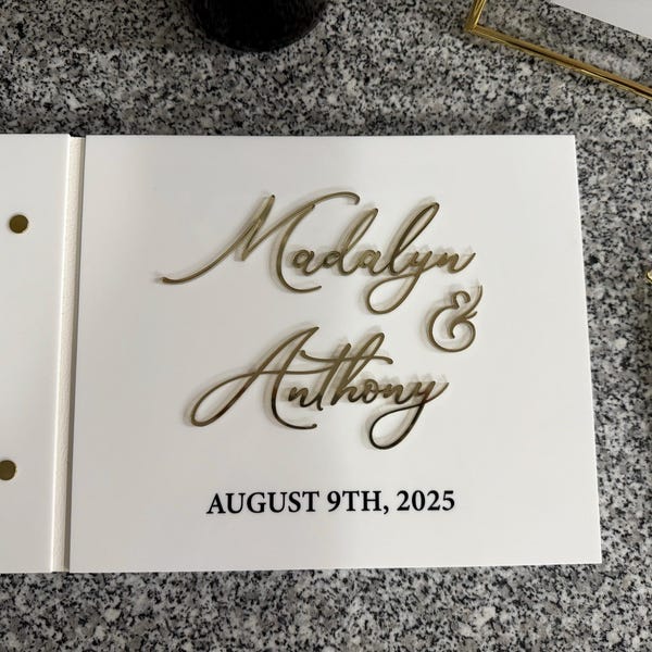 Acrylic Wedding Guestbook and Crystal Pen, Custom Perspex Guestbook ...