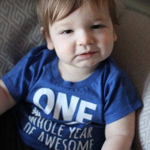 ONE Whole Year of Awesome 1st Birthday Shirt Front and Back Design Name ...