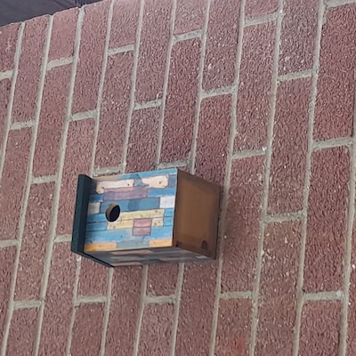 Bird House, Bird Box, Decoupaged Bird House, Garden Decorative Bird ...