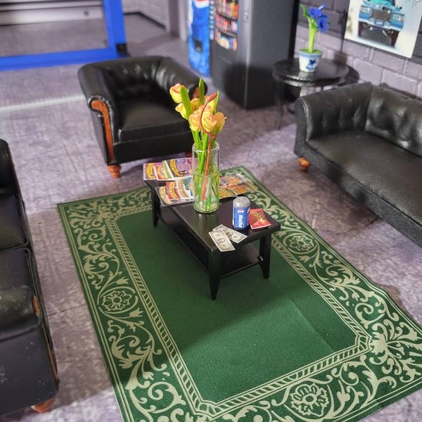 Green Dollhouse Rug, 1:12 Scale Rug, Miniature Rectangular Floor Rug - Etsy