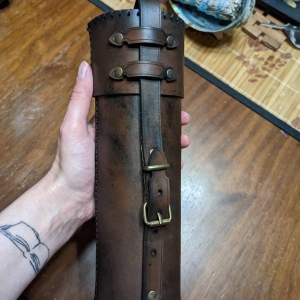 Leather Scroll Case for LARP Document Tube for Cosplay Medieval Viking ...