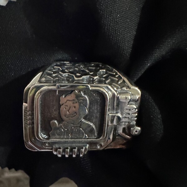 Pip-boy Ring, Gamer Jewelry, Statement Ring, Sterling Silver - Etsy