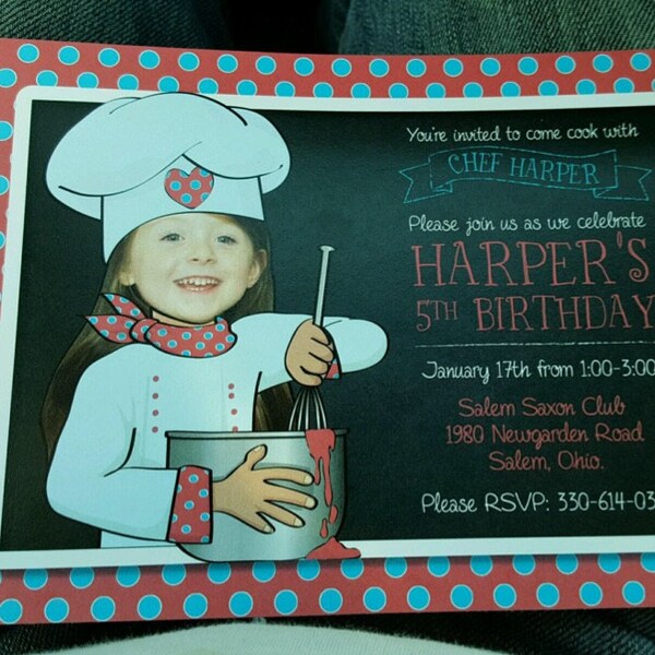Chef Birthday Party Invitation - Personalized With Your Photo DIGITAL ...