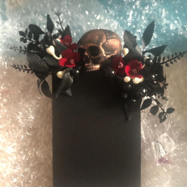 X1 Floral Skull Pocket Square Boutonnière, Buttonhole Alternative ...