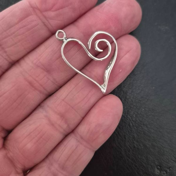 18k Gold Over 925 Sterling Silver Heart Charm or Pendant 1pc., Vermeil ...