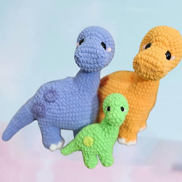 Mini Brontosaurus Crochet Pattern – Low Sew Dinosaur Amigurumi PDF by ...