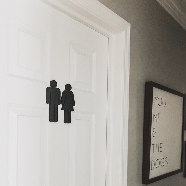 Laser Cut Wood Bathroom People Sign: Modern Restroom Decor - Etsy
