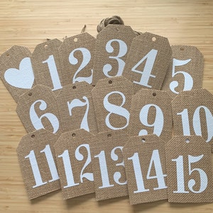 Rustic Burlap Table Numbers, Burlap Numbers, Burlap Tags, Mason Jar Tag ...