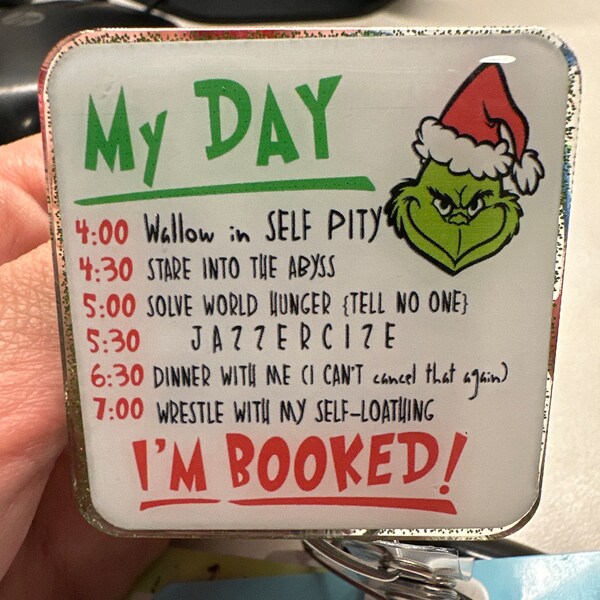 Mean One Schedule Badge Reel, My Day ID Holder, Funny Christmas Badge ...