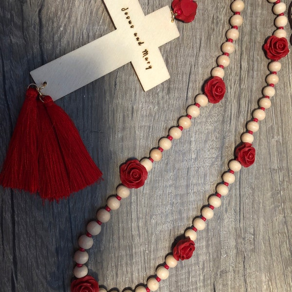 María Rosa Mística Rosary - Big/ Medium/ Small RED Flowers - Mary ...