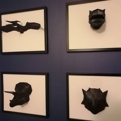 Diddy Dino Geometric T-rex Head Dinosaur Wall Art Modern 3D Printed ...