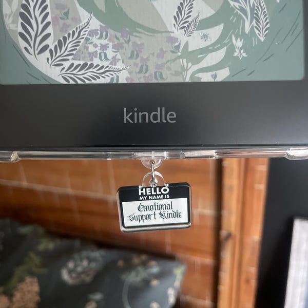 Hello My Name Is, Emotional Support Kindle Charm, Certified Book Wh*re ...